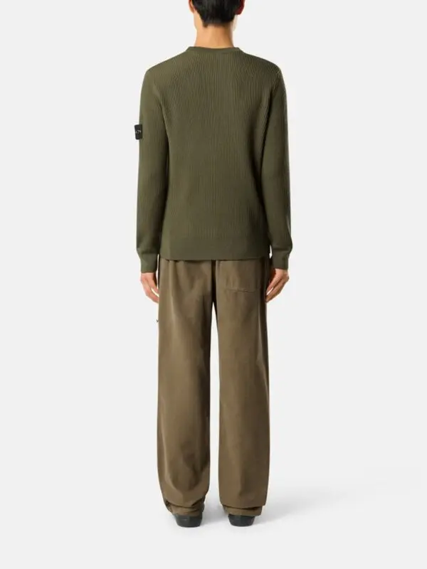 Stone Island Wool Sweater With Sleeve Patch - Green