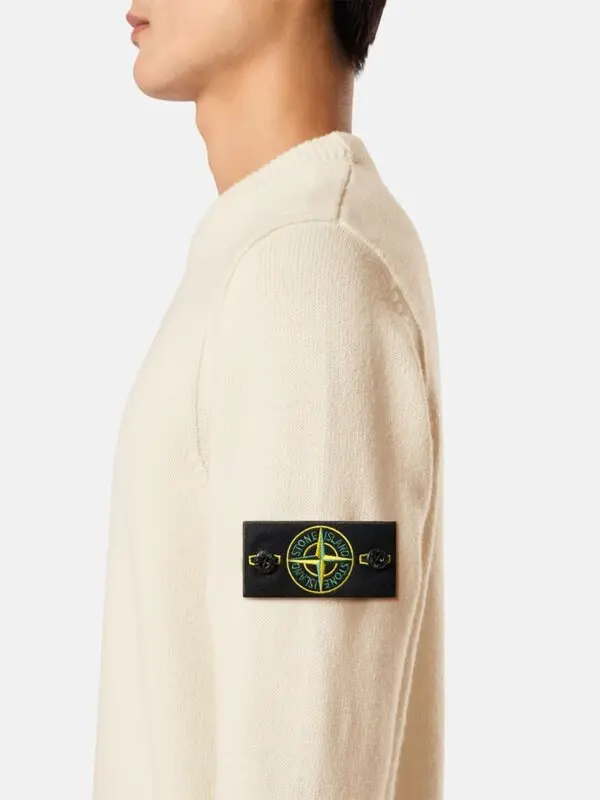 Stone Island Wool Sweater With Logo Patch