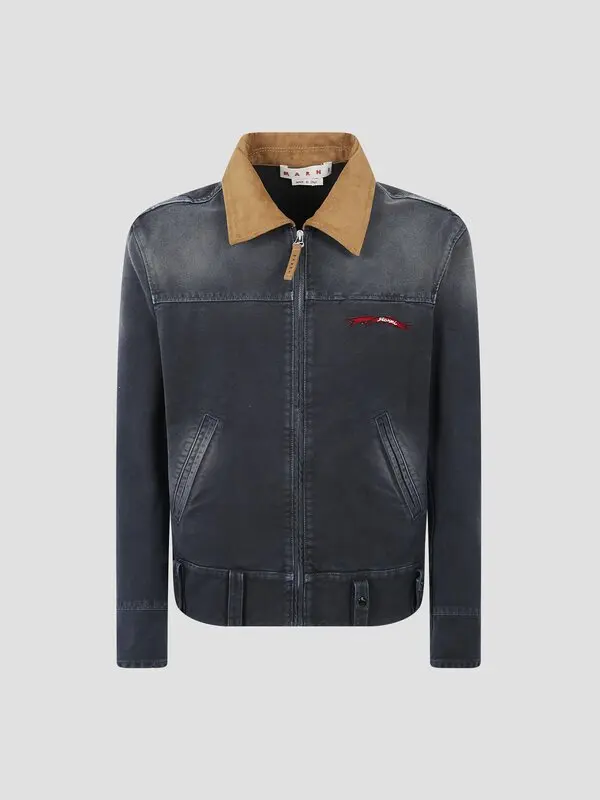 Marni Classic Button-down Jacket With Suede Collar