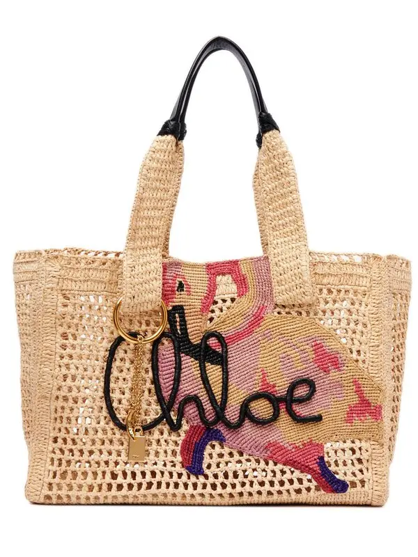 Chloé Raffia Tote Bag - Beige