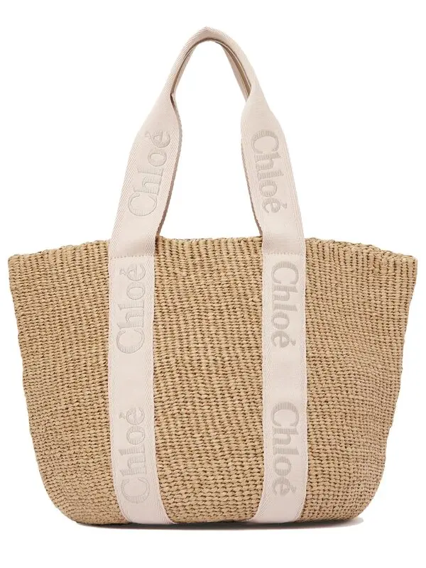 Chloé Large Woody Tote Handbag - Beige