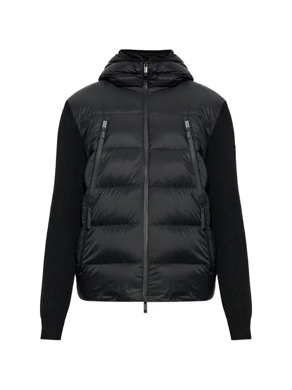 Moncler Hybrid Down Jacket With Quilted Front And Knit Sleeves