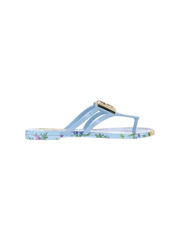 Dolce & Gabbana Floral Print Flat Sandals - Multicolor