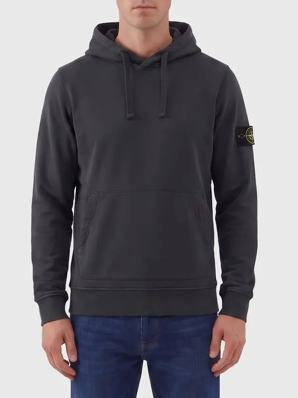 Stone Island Stone-style Hooded Knit Hoodie Sweater - Leadgrey