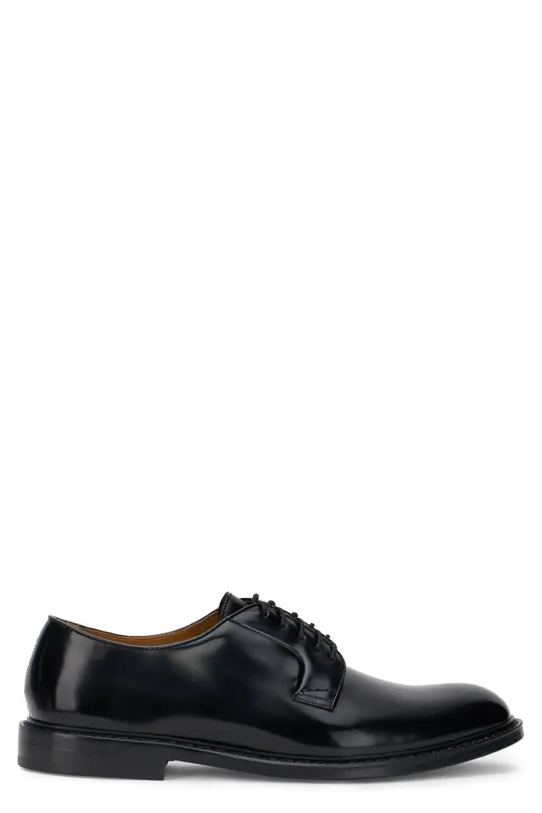 DOUCAL'S Shiny Leather Lace-up Formal Shoes - Black