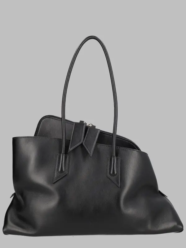 Attico Slouchy Leather Tote Bag - Black