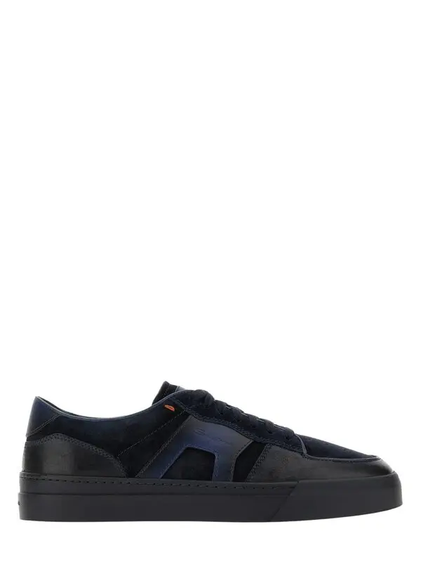 Santoni Leather Sneakers - Navy