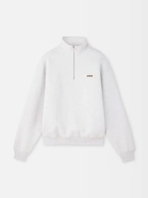 Jacquemus Textured Grosgrain Knit Quarter Zip Sweater