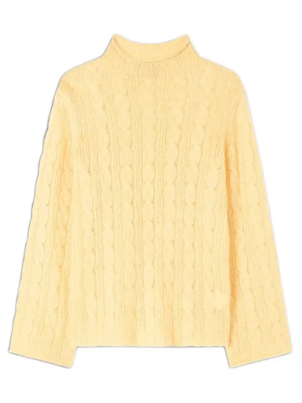 Guest In Residence Lightweight Open Cable Turtleneck Sweater - Giallo
