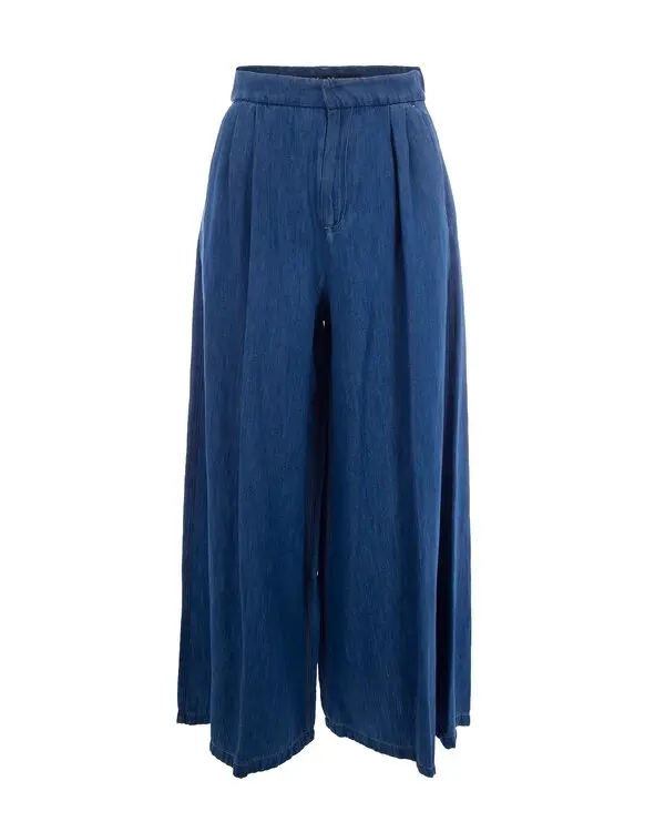Max Mara High-waist Wide-leg Pleated Denim Pants