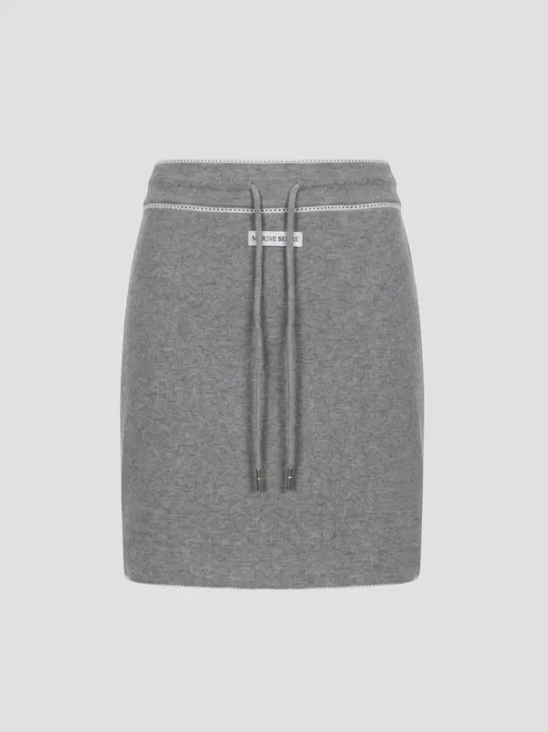 MARINE SERRE Mini Skirt With Drawstring Waist - Grey