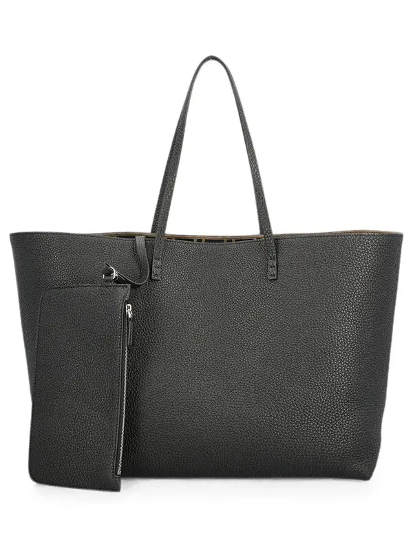 Fendi Medium Roll Leather Shopping Bag - Neromoro