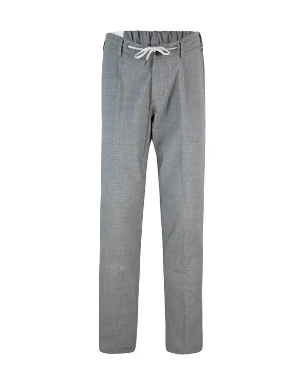 Eleventy Wool-blend Drawstring Trousers - Grigio Chiaro Melange