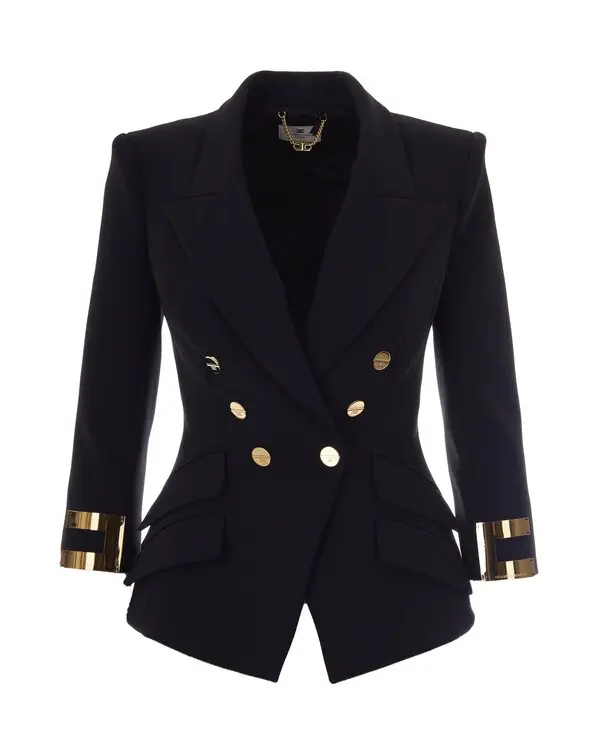 Elisabetta Franchi Tailored Double-breasted Blazer Jacket - Nero