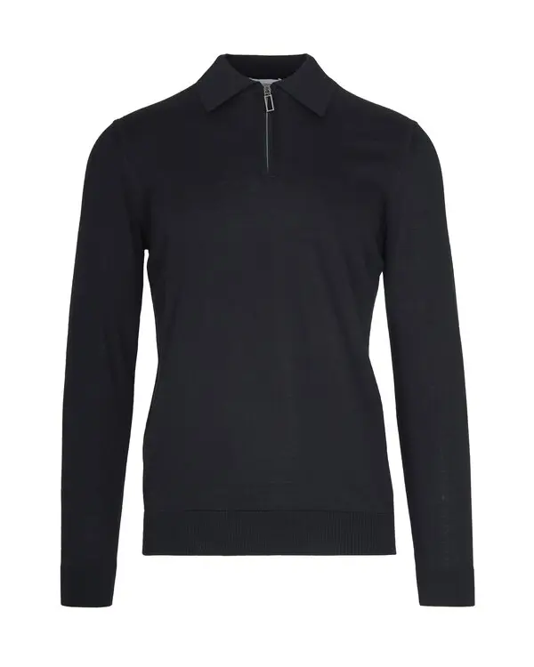 PAOLO PECORA Long Sleeve Half-zip Knit Polo - Nero