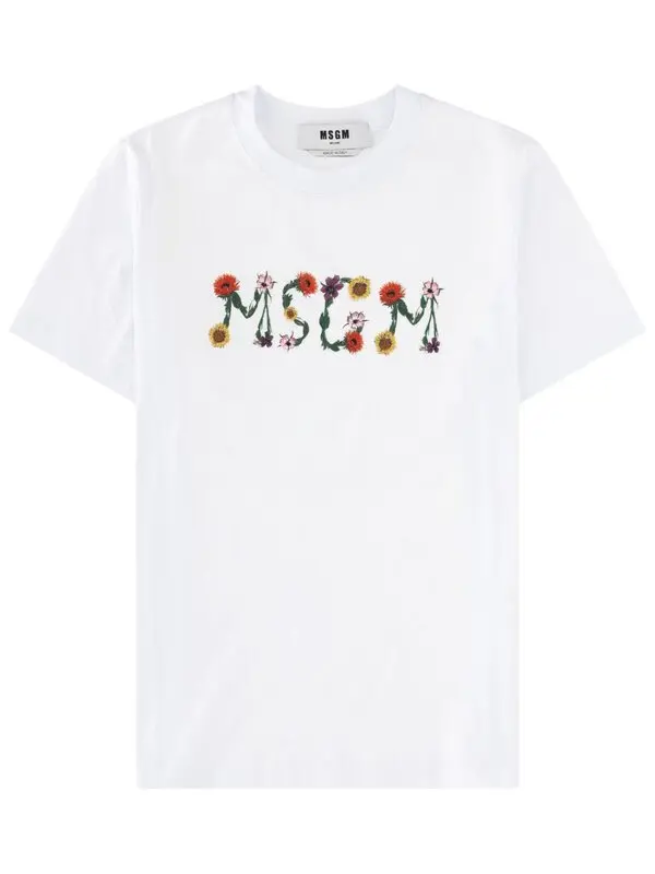 MSGM Floral Logo T-shirt - White