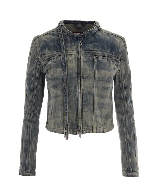 DIESEL® Cropped Jacket With High Collar - Denim