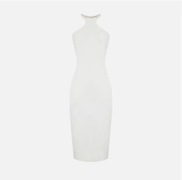 Elisabetta Franchi Halterneck Midi Dress - Nude