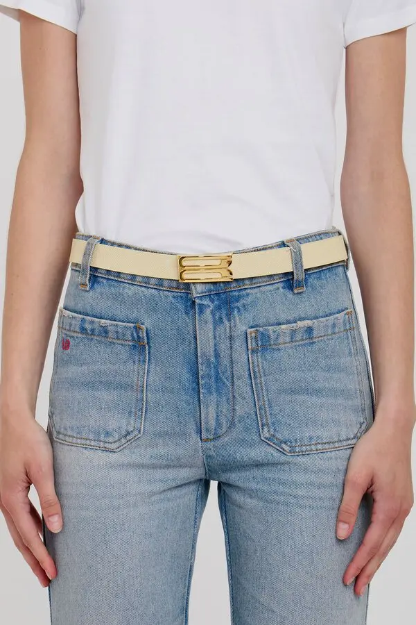 Victoria Beckham Dorian Frame Belt Grainy Calf Leather - Ivory