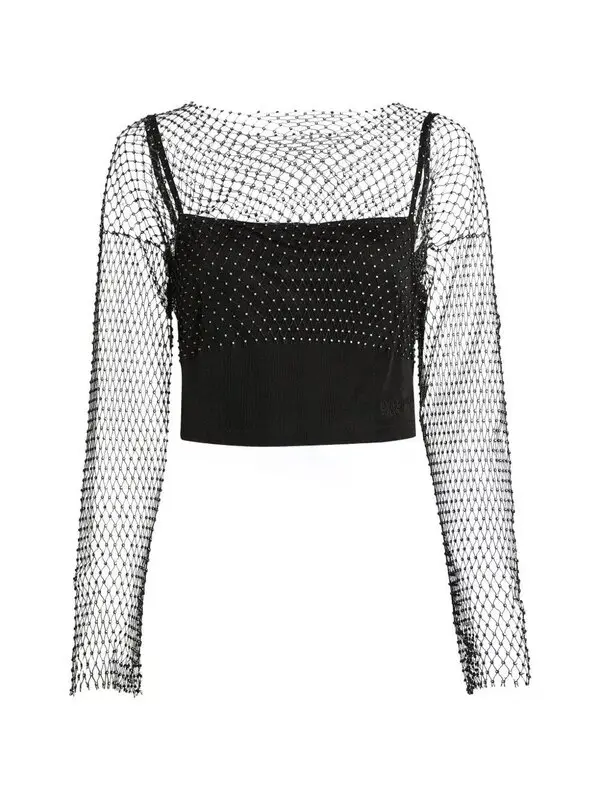 Karl Lagerfeld Embellished Mesh Top