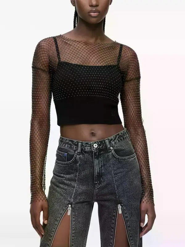 Karl Lagerfeld Embellished Mesh Top