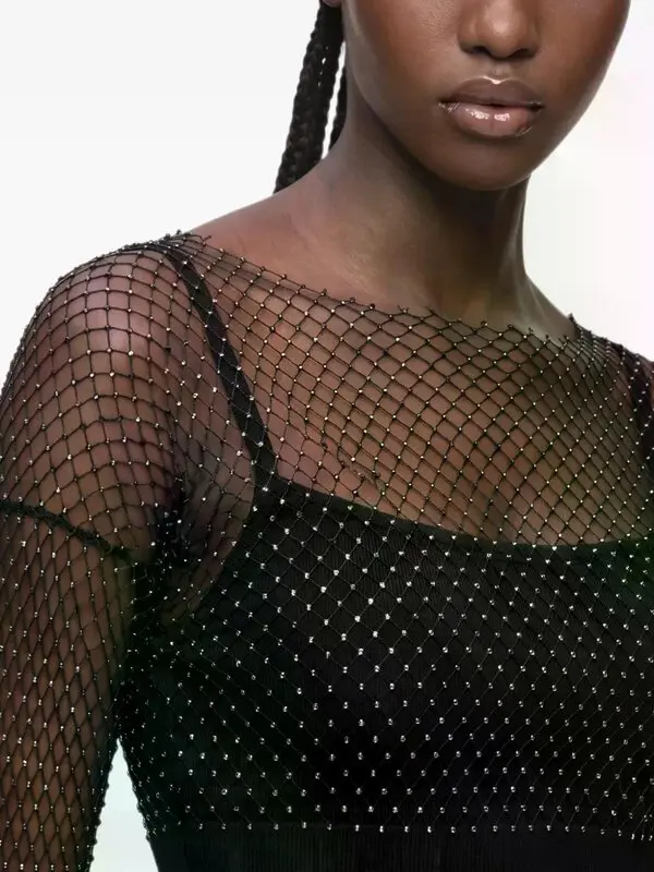 Karl Lagerfeld Embellished Mesh Top