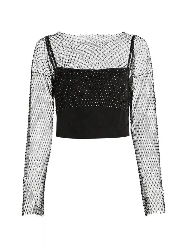 Karl Lagerfeld Embellished Mesh Top