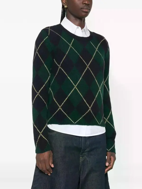 BEYOU Argyle-knit Sweater
