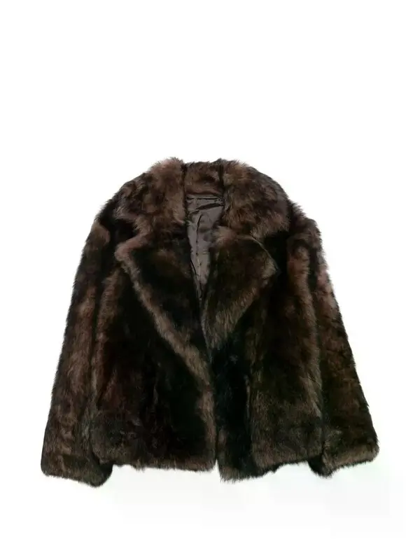 SALVATORE SANTORO Fur Jacket With Notched Lapels - Brown