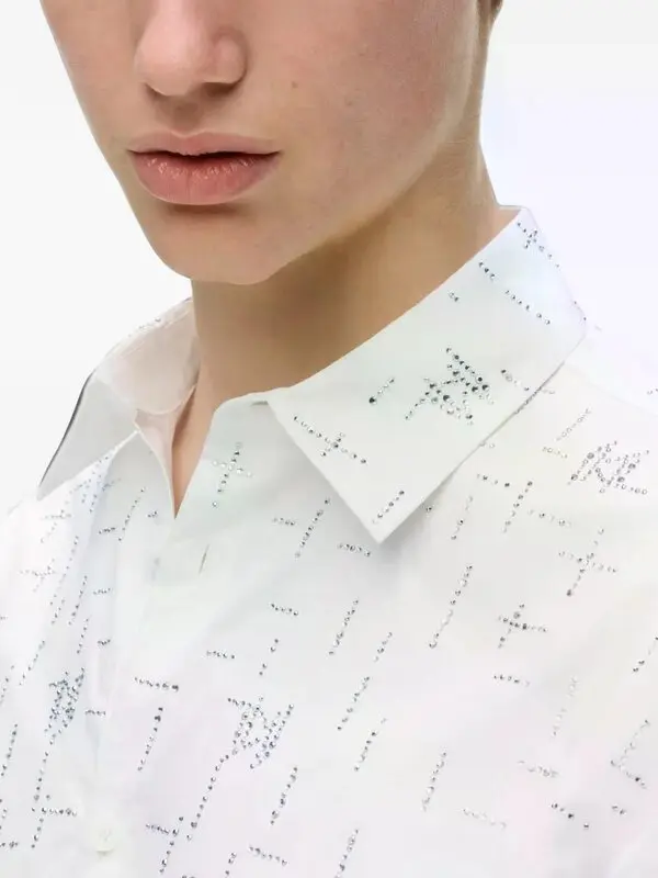 Karl Lagerfeld Monogram Rhinestone Shirt - White