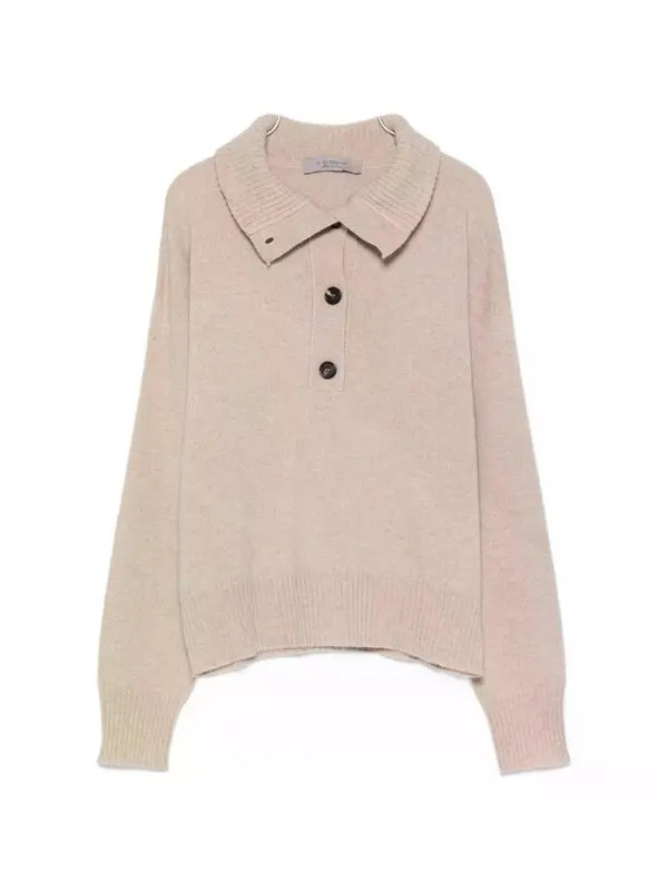 D.exterior Button-down Polo-collar Sweater