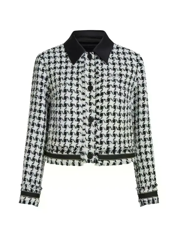 Karl Lagerfeld Houndstooth Bouclé Jacket - White