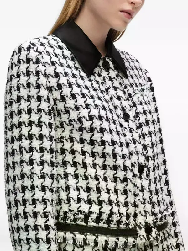 Karl Lagerfeld Houndstooth Bouclé Jacket - White