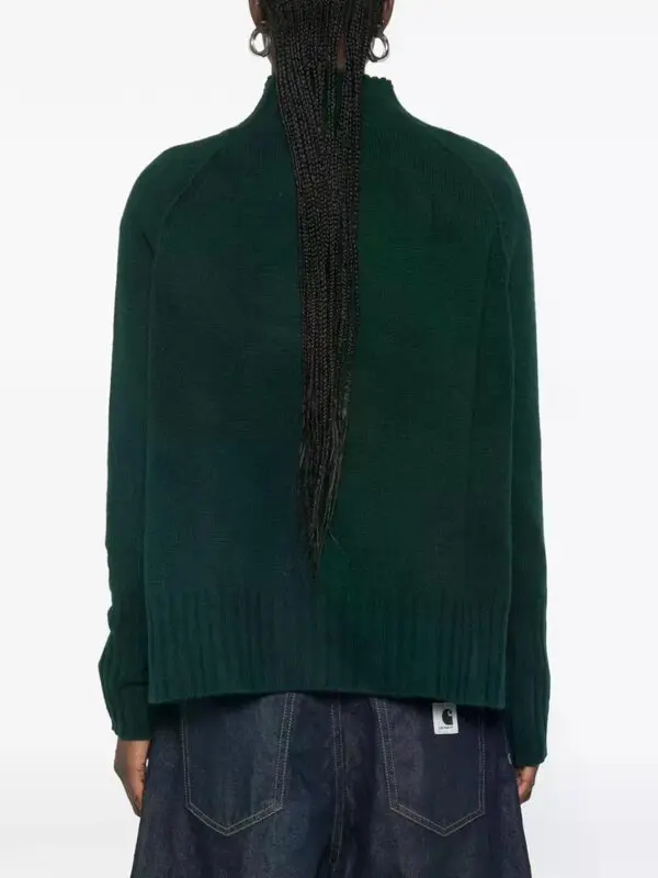 BEYOU Ribbed-trim Raglan-sleeve Sweater - Green