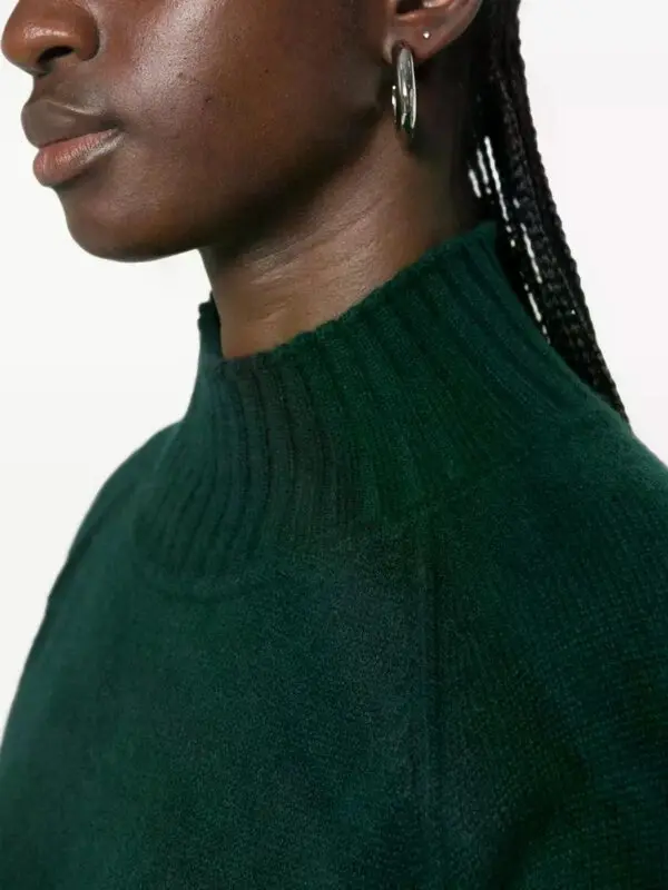 BEYOU Ribbed-trim Raglan-sleeve Sweater - Green
