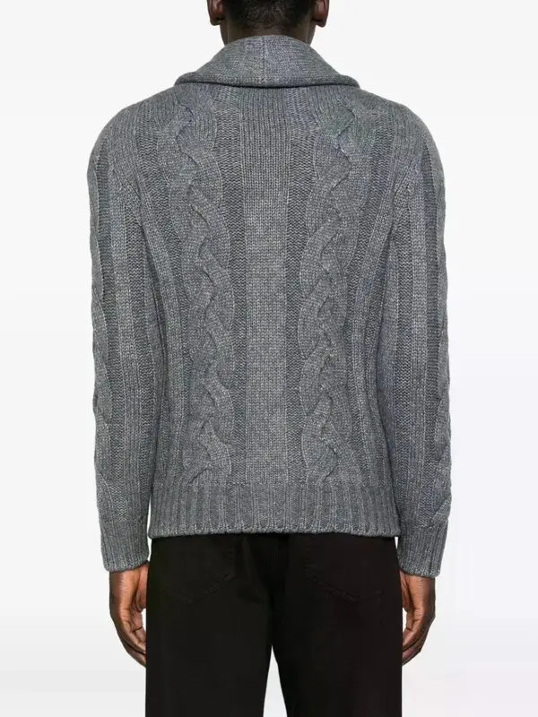 GRAN SASSO Cable-knit Shawl-collar Cardigan