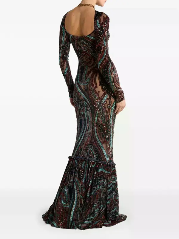 Etro Paisley Motif Chenille-jacquard Long Dress - Black
