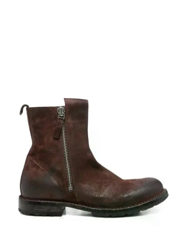 Moma Tuscany Wine Distressed Side-zip Boots