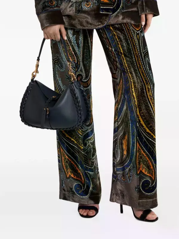 Etro Medium Nappa Leather Pony Bag With Threading And Paisley Detailing