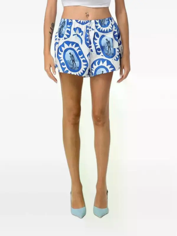 Staud Graphic Print Elasticated Waist Shorts