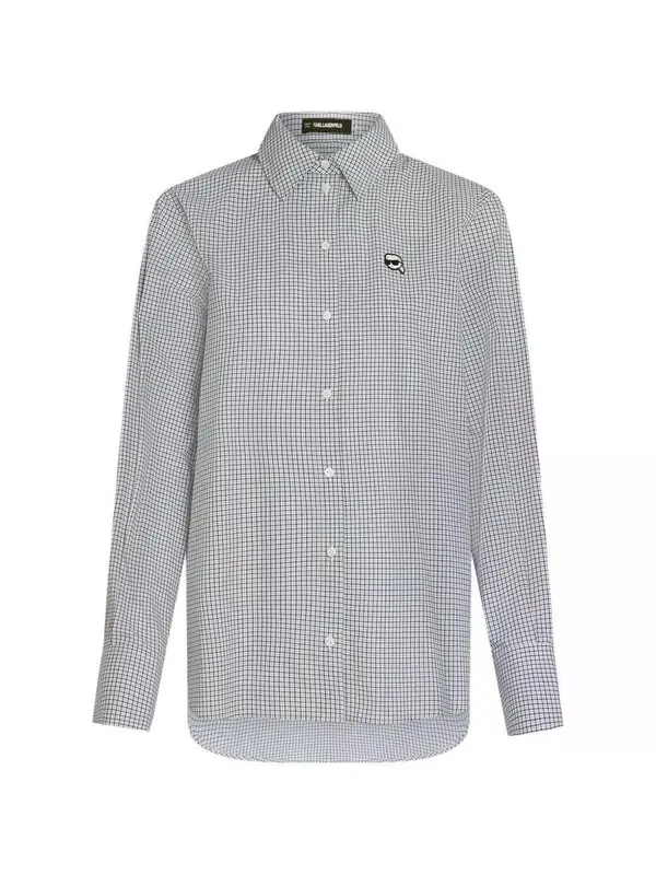 Karl Lagerfeld Ikon Checked Cotton Shirt - White
