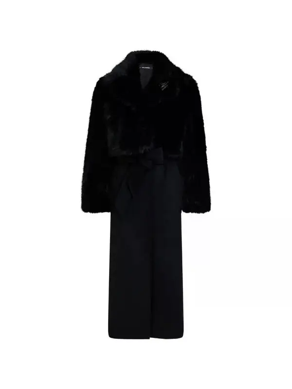 Karl Lagerfeld Belted Faux Fur Coat - Black