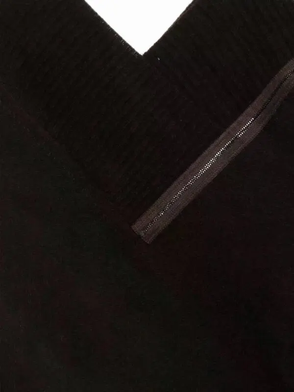 D.exterior Zip-detail V-neck Sweater