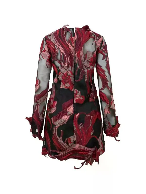 Alberta Ferretti Floral Pattern Long Sleeve Mini Dress