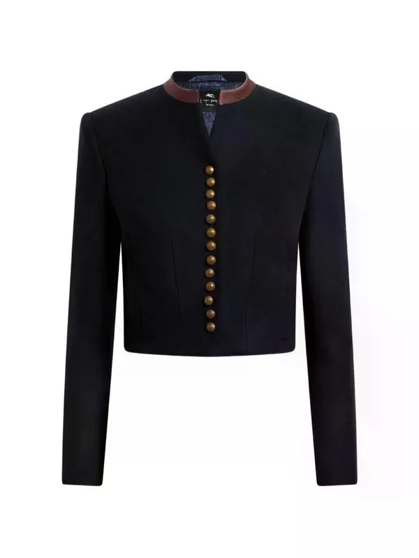 Etro Cropped Wool-blend Jacket With Pegaso Buttons