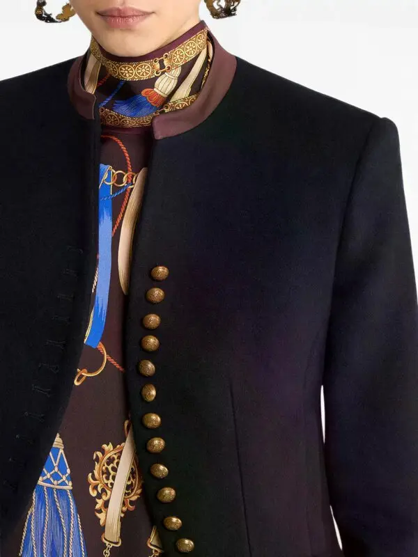 Etro Cropped Wool-blend Jacket With Pegaso Buttons