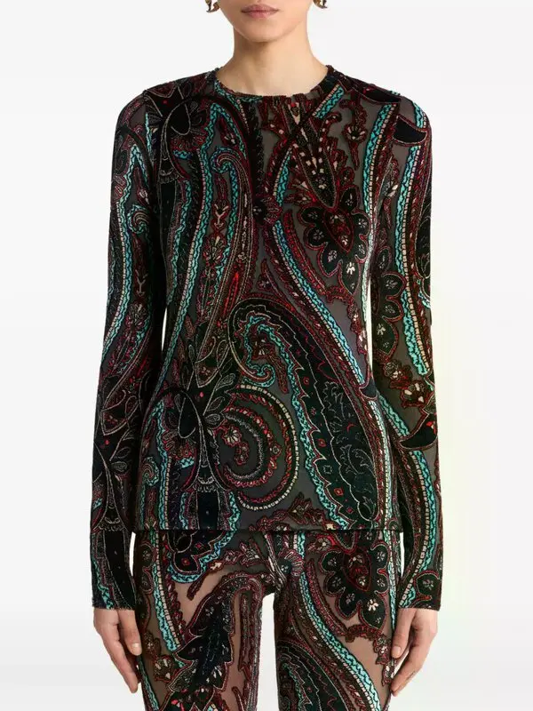 Etro Chenille Jacquard Sweater With Paisley Motif - Grey