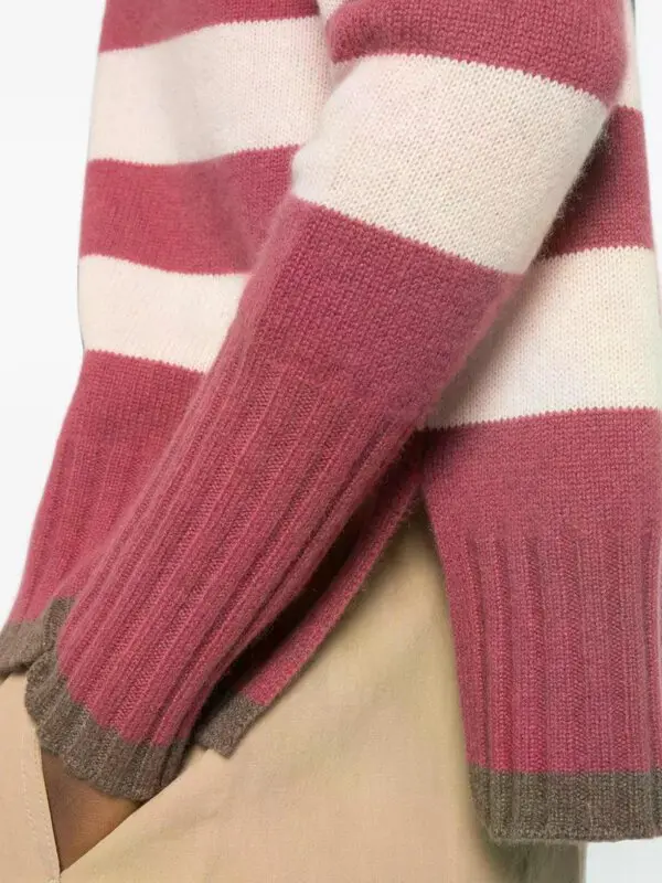 BEYOU Striped Wool Sweater - Pink