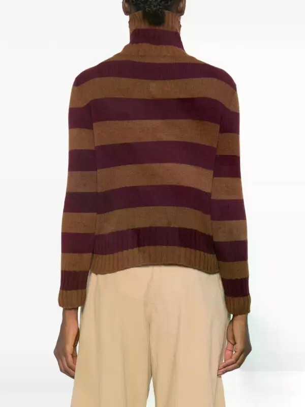 BEYOU Striped Roll-neck Sweater