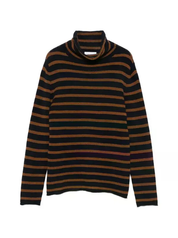 BEYOU Striped Roll-neck Sweater